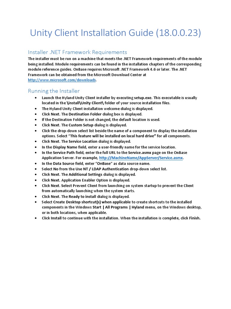 Unity Client Installation Guide | PDF