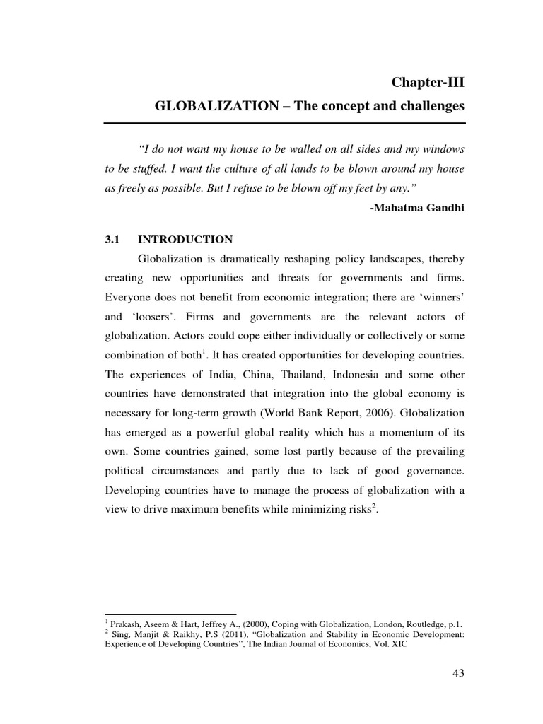 Chapter-III GLOBALIZATION - The Concept and Challenges: - Mahatma ...