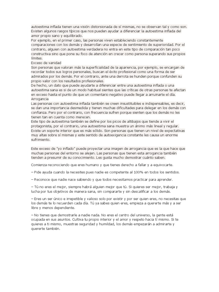 Autoestima Inflada | PDF | Conceptos psicologicos | Science