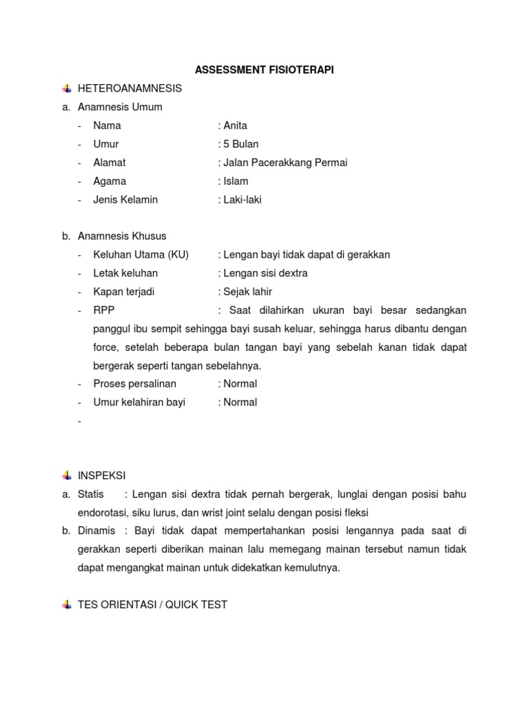 Evaluasi Fisioterapi Hipotonus Bayi | PDF