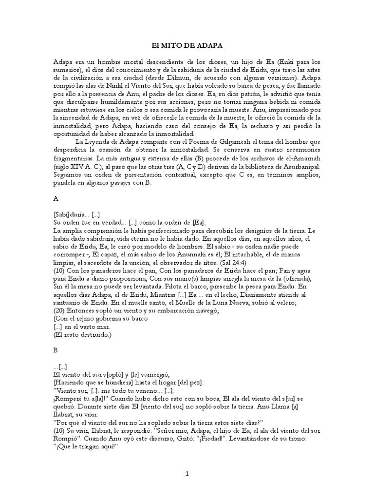 La historia de Adapa y su oportunidad perdida de alcanzar la ...