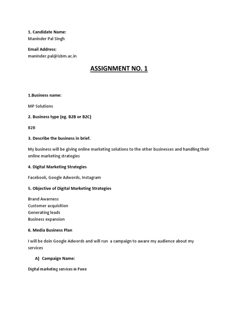 Digital Marketing Assignment 1 | PDF | Online Advertising | Digital ...