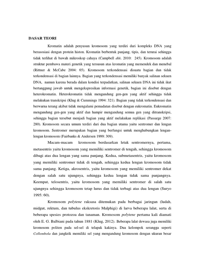 Kromatin dan Kromosom: Dasar Teori | PDF
