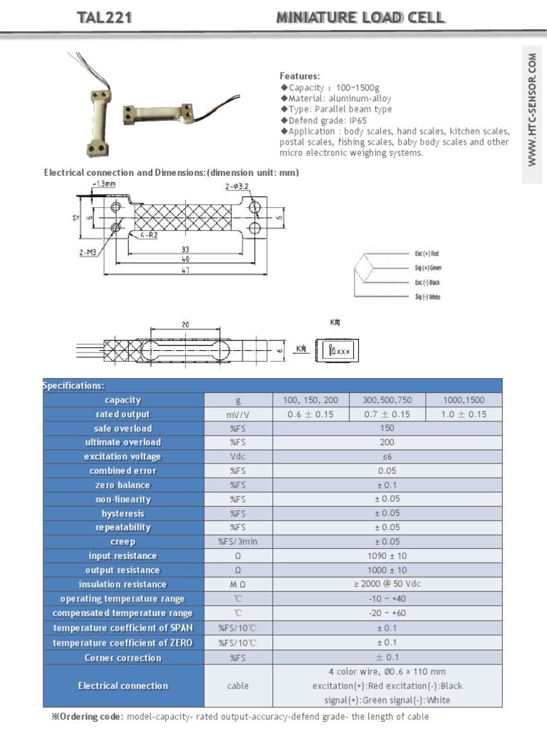 Miniature Load Cell | PDF | Electrical Resistance And Conductance ...