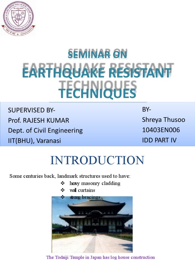 Seminar On: Earthquake Resistant Techniques | PDF | Earthquake ...