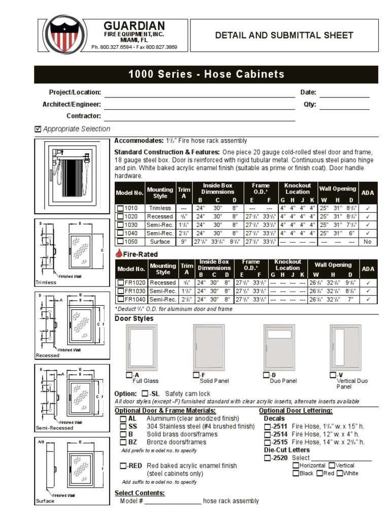 Guardian: 1000 Series - Hose Cabinets | PDF | Door | Cars Of The United ...