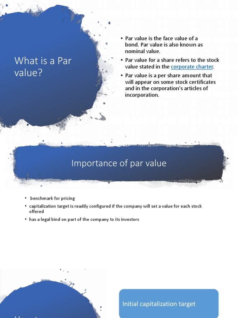 Understanding Par and No Par Value Stocks | PDF | Par Value | Value ...