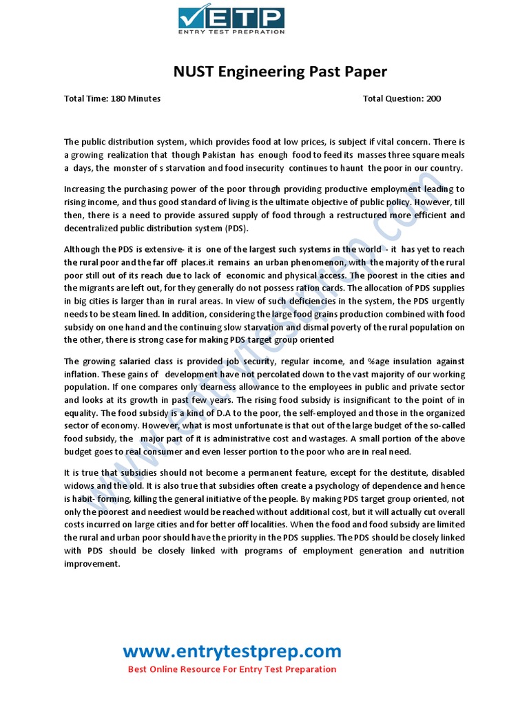 NUST Engineering Sample Past Paper 1 | Download Free PDF | Photoelectric Effect | Electron