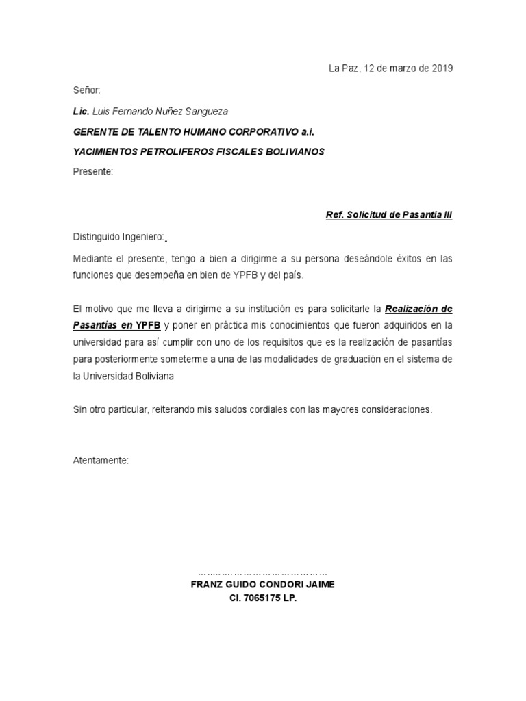 Solicitud Ypfb | PDF