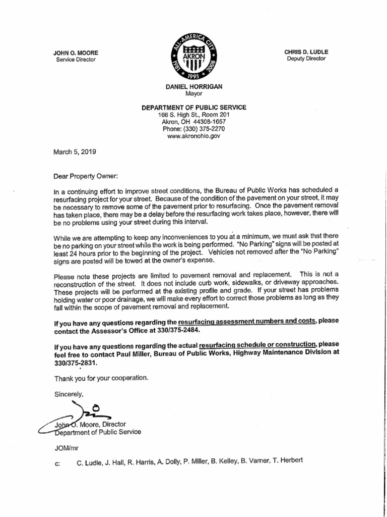 Akron Street Improvements Letter | PDF