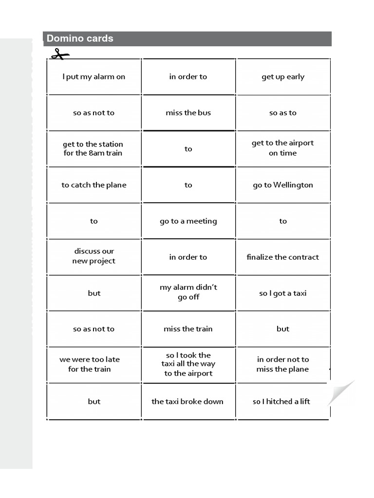Grammar Cut-Outs: Travel Scenarios | PDF