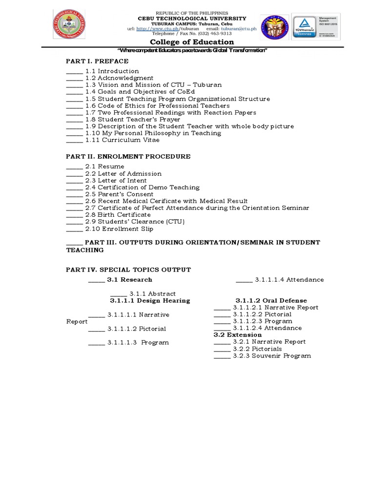ST Portfolio Checklist | PDF | Lesson Plan | Behavior Modification