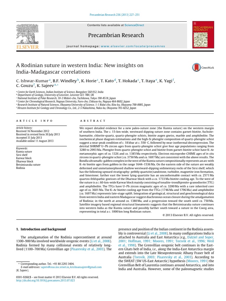 Ishwar-Kumar Et Al.-Precam Res-2013 PDF | PDF | Minerals | Rock (Geology)