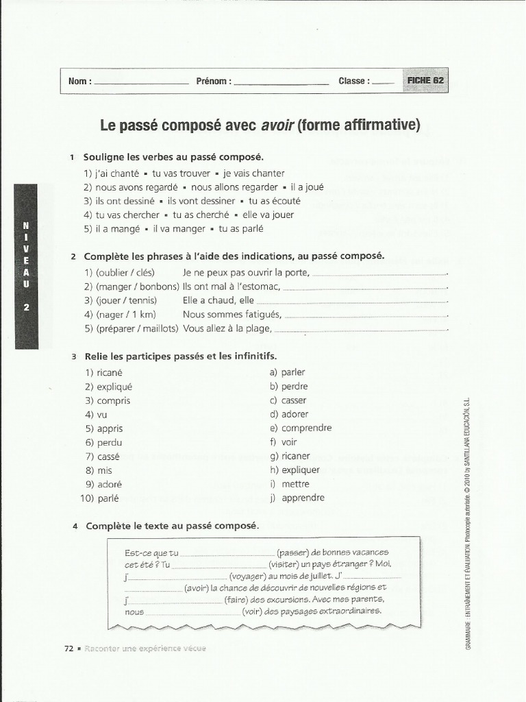Ejercicios Passé Composé (Avoir y Être) PDF | PDF