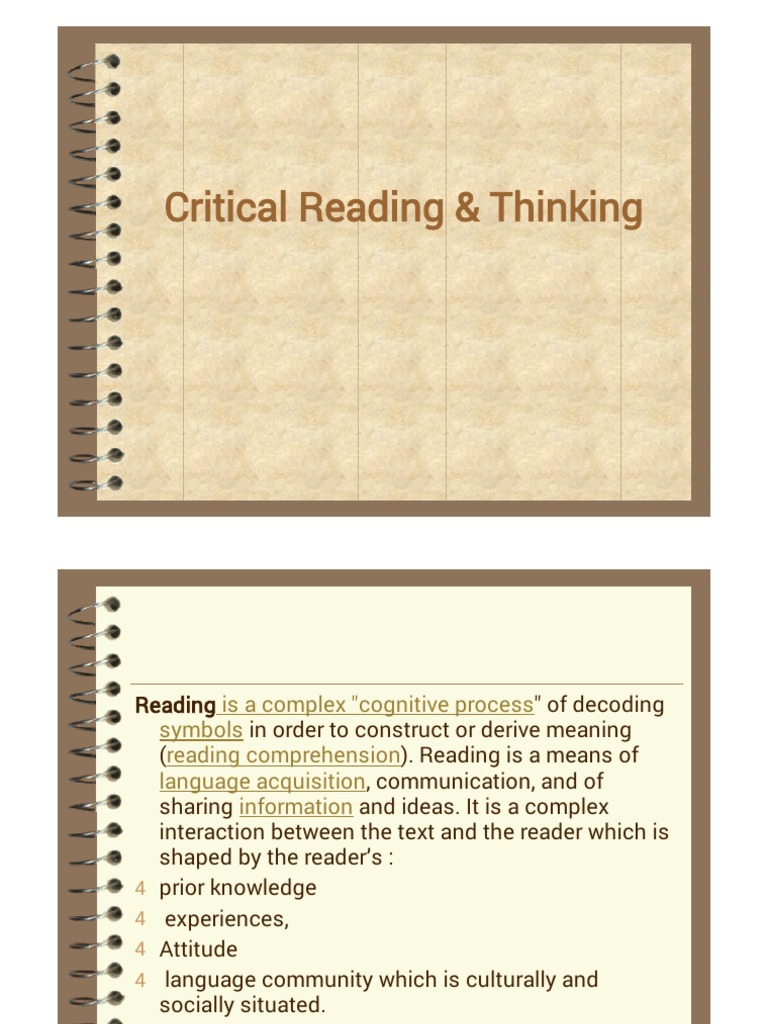 Critical Reading & Thinking | PDF | Critical Thinking | Speed Reading