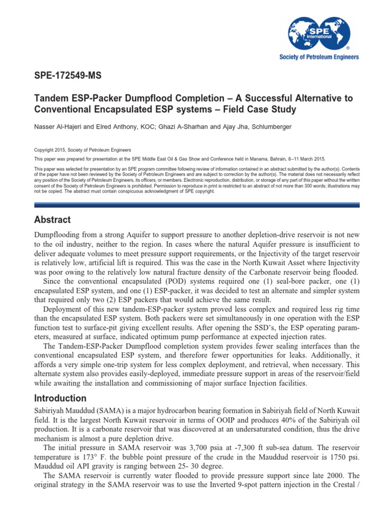 SPE-172549-MS Tandem ESP-Packer Dumpflood Completion - A Successful ...