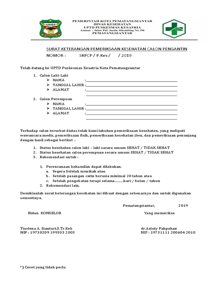 Surat Keterangan Catin | PDF