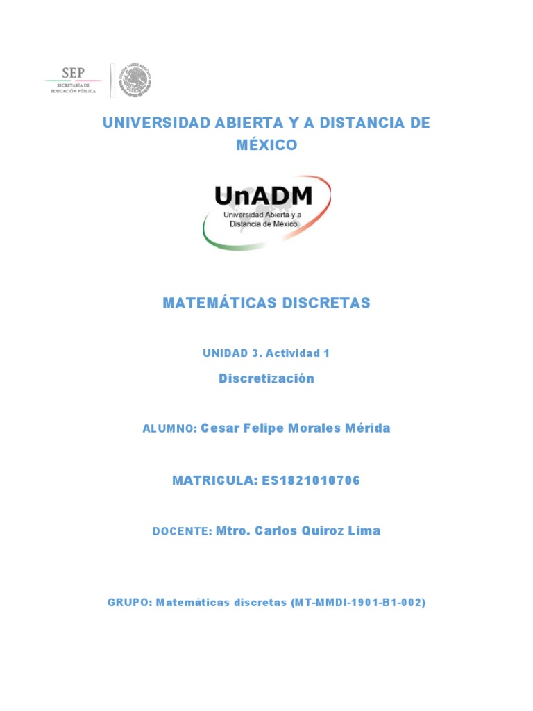 Discretizacion | PDF | Matemáticas discretas | Análisis numérico
