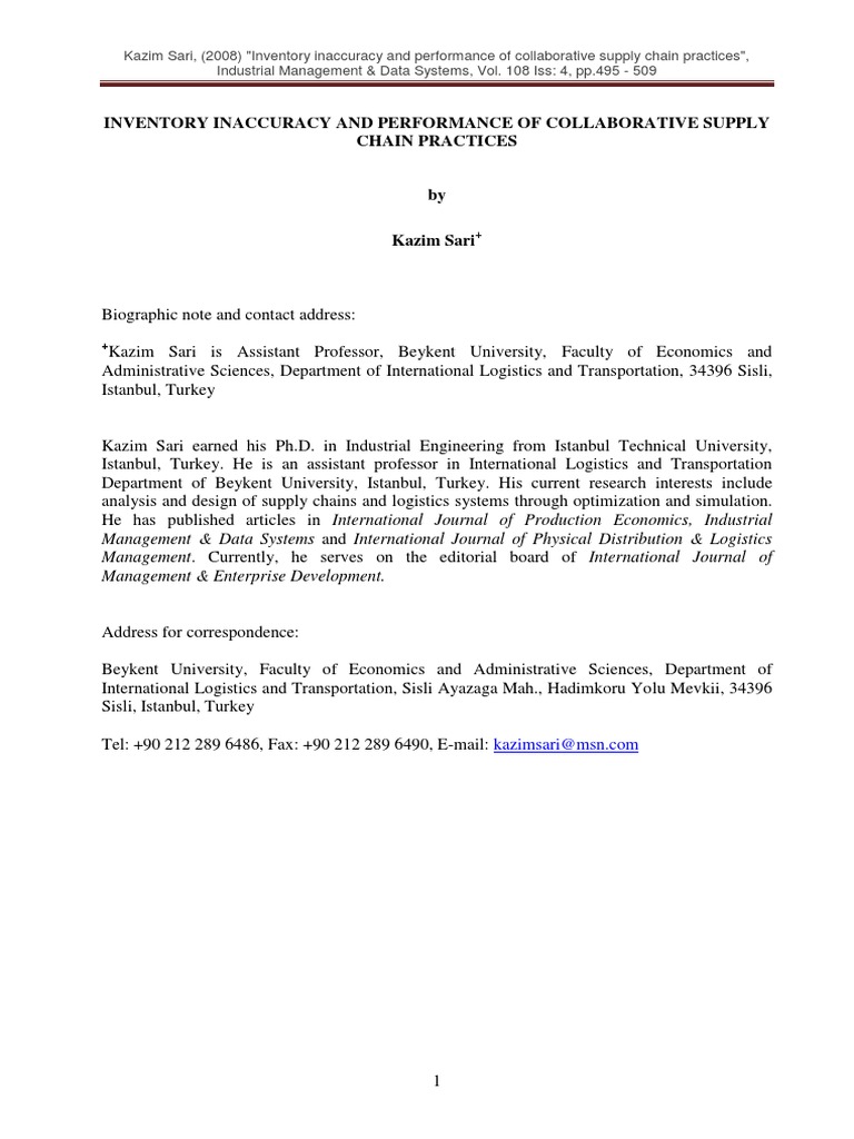 Inventory Inaccuracy and Performance of Collaborative Supply Chain ...