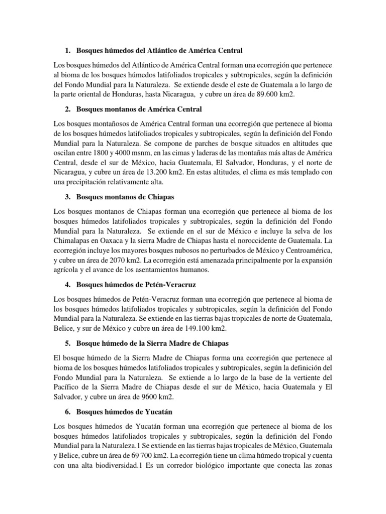 Ecor Region Es | PDF | Centroamérica | Habitat