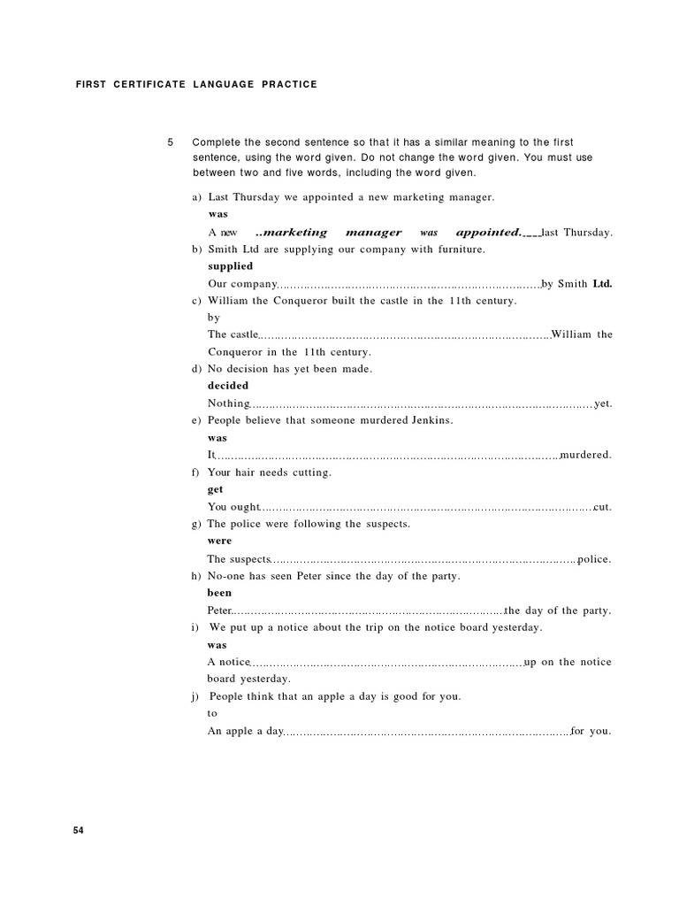 First Certificate Language Practice | PDF | Language Mechanics ...