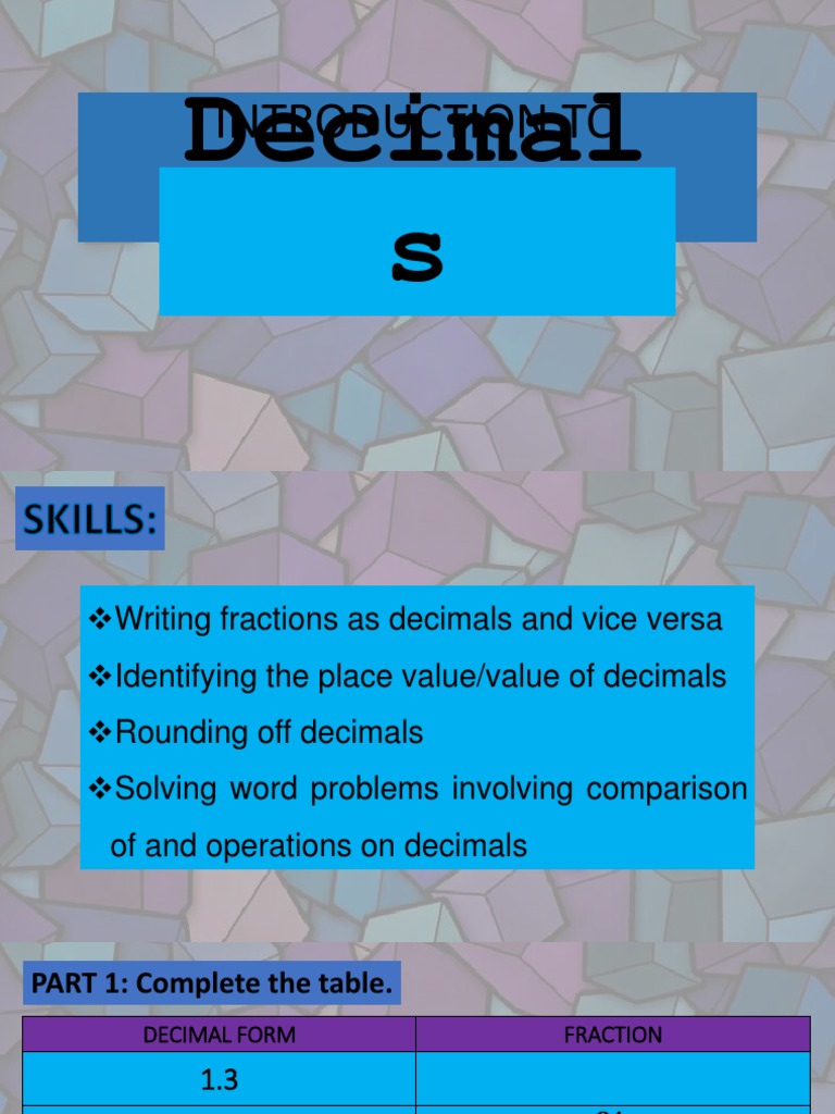 Intro To Decimals | PDF | Decimal | Arithmetic