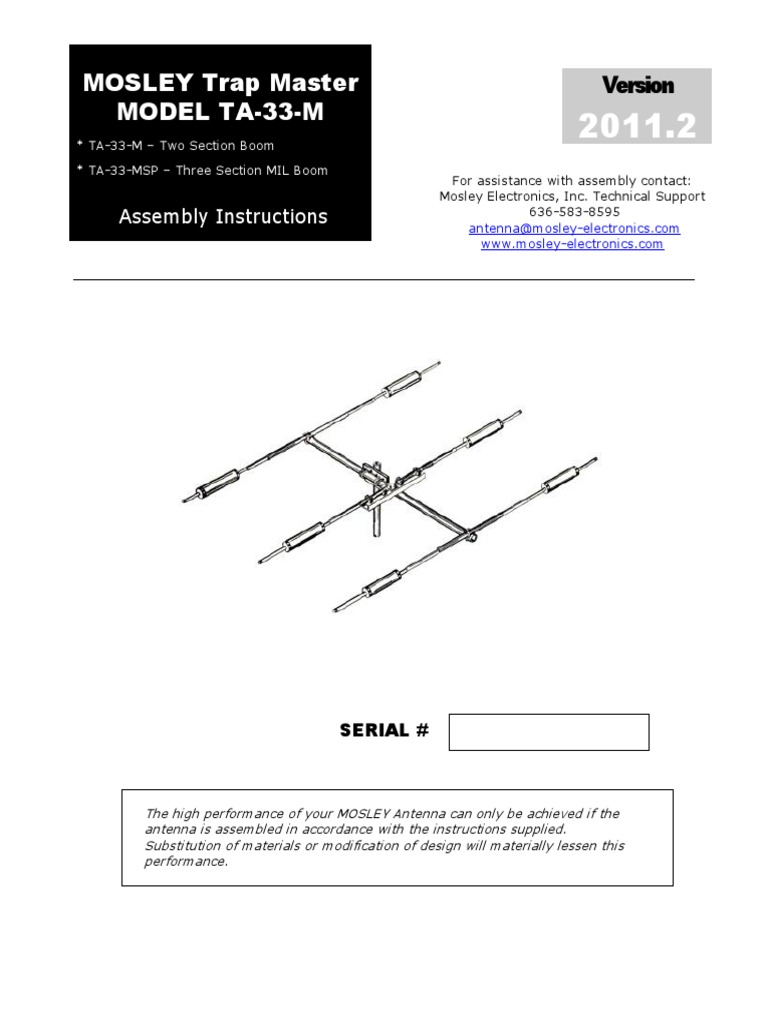 Mosley TA-33-M User 2011 | PDF | Antenna (Radio) | Coaxial Cable
