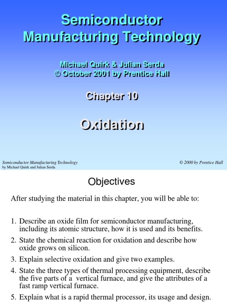 Semiconductor Manufacturing Technology: Oxidation | PDF | Semiconductor Device Fabrication ...