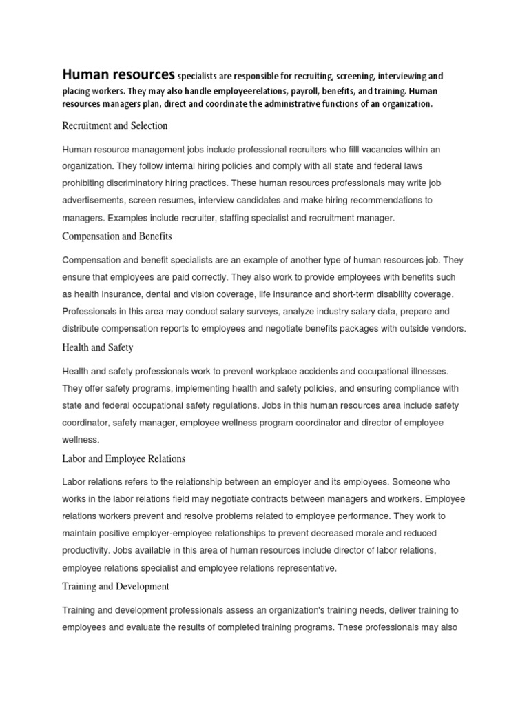 Human Resources: Recruitment and Selection | PDF | Human Resources ...