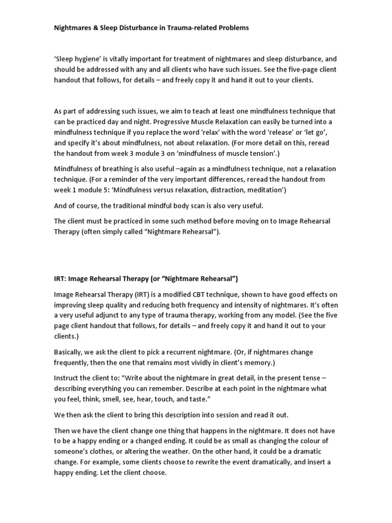 Nightmare Rehearsal and Sleep Hygiene - Russ Harris - WWW ...