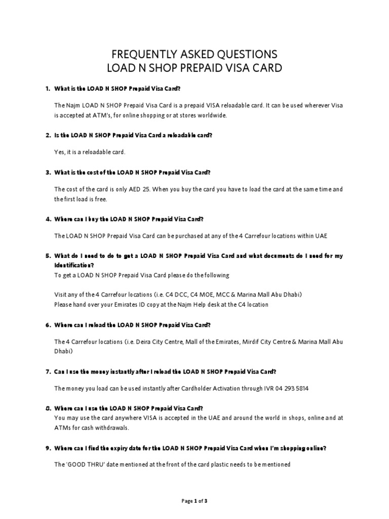 Najm Prepaid Reloadable Card Load N Shop FAQs 20170731 | PDF | Debit ...