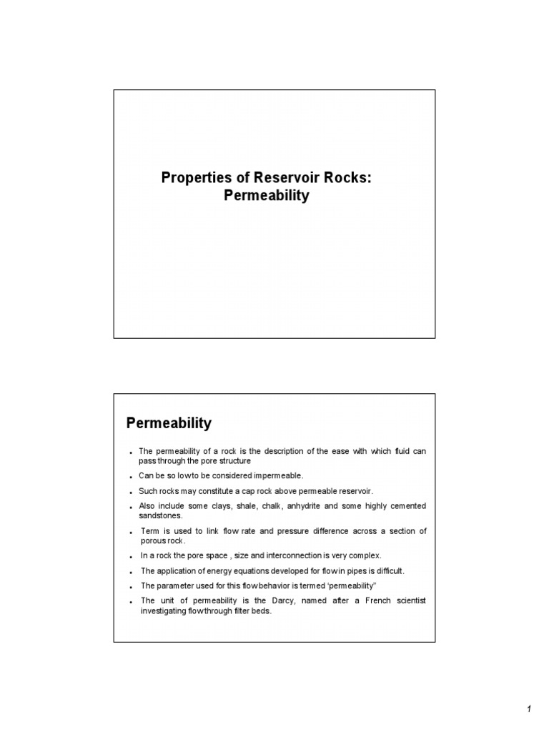 Reservoir Rock Permeability Explained | PDF | Permeability (Earth ...