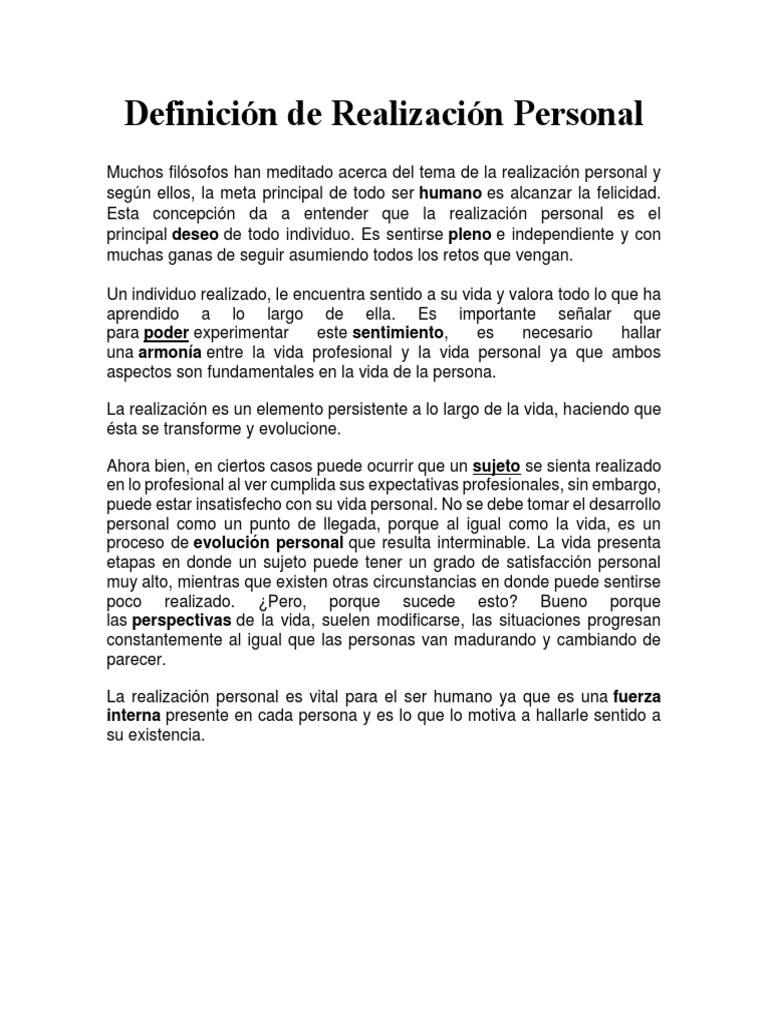 Definición de Realización Personal | PDF