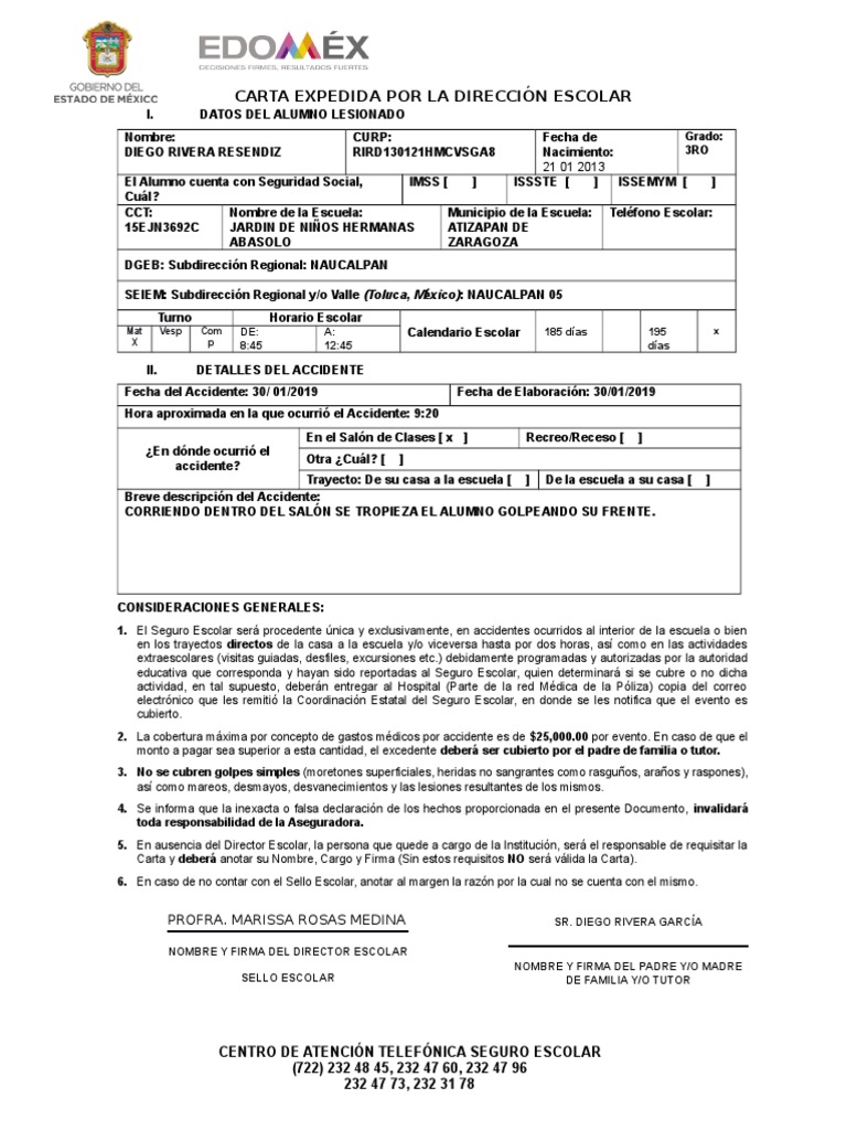 Carta Expedida Ciclo Escolar 2018-2019 | PDF