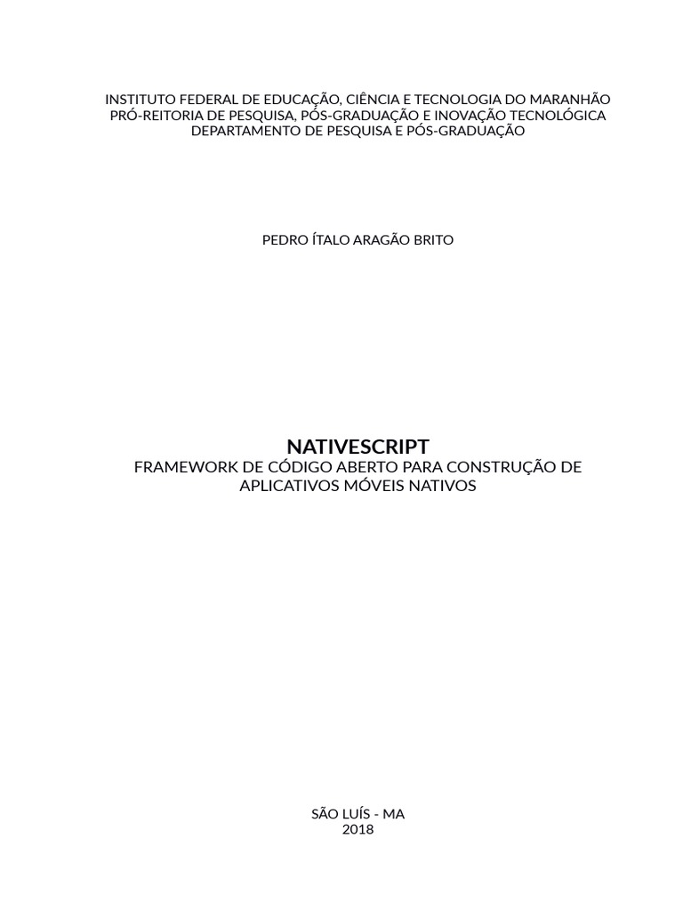 Relatório Nativescript Pdf Aplicativo Para Celular Framework De