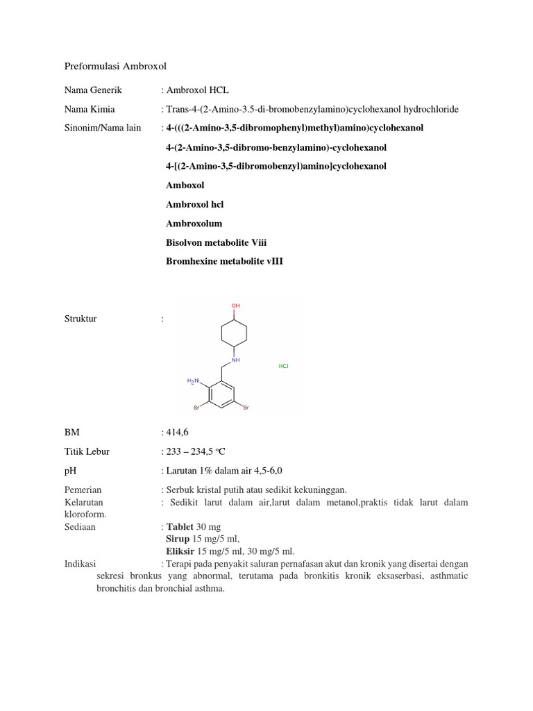 Monografi Ambroxol dalam Farmakope | PDF
