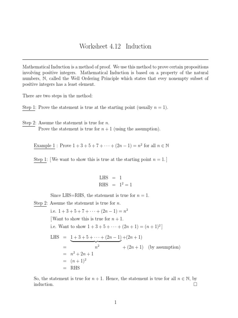 Worksheet 4.12 Induction | Download Free PDF | Deductive Reasoning | Syntax (Logic)