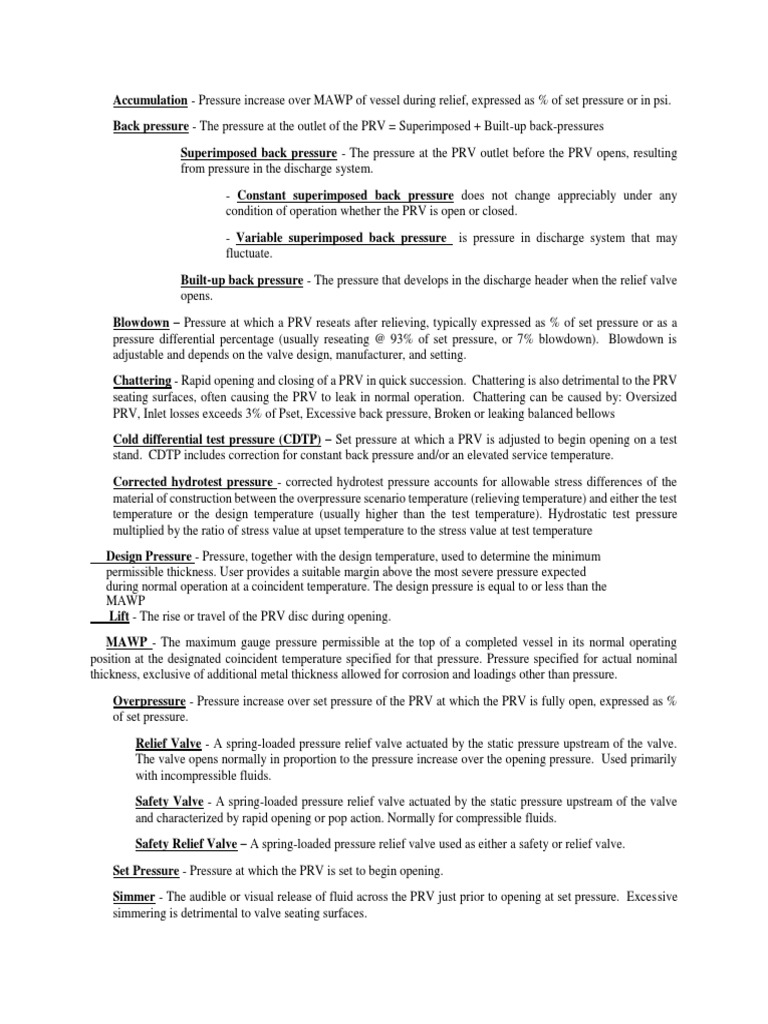 PRV Cheat Sheet | PDF | Valve | Pressure