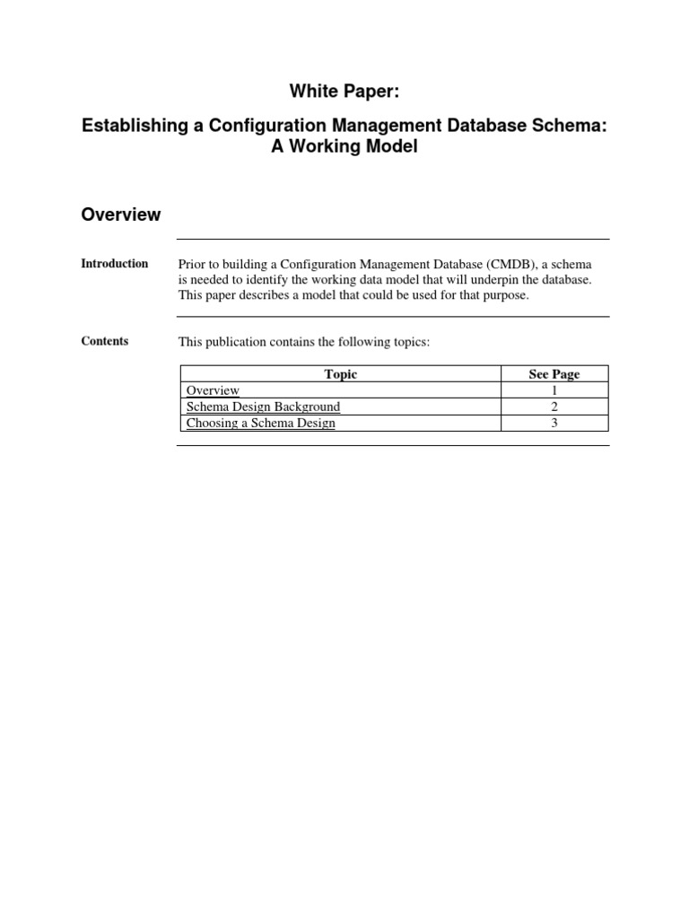 CMDB Schema Design White Paper | PDF | Conceptual Model | Databases