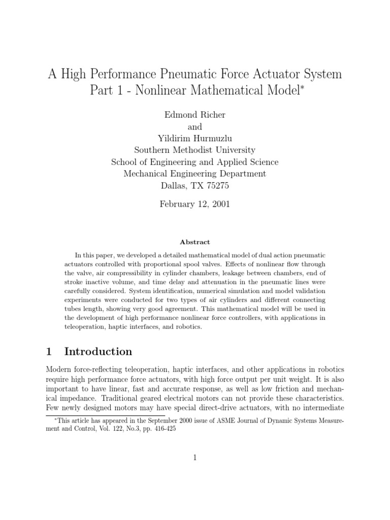 Modeling and Validation of a Nonlinear Mathematical Model for a High ...