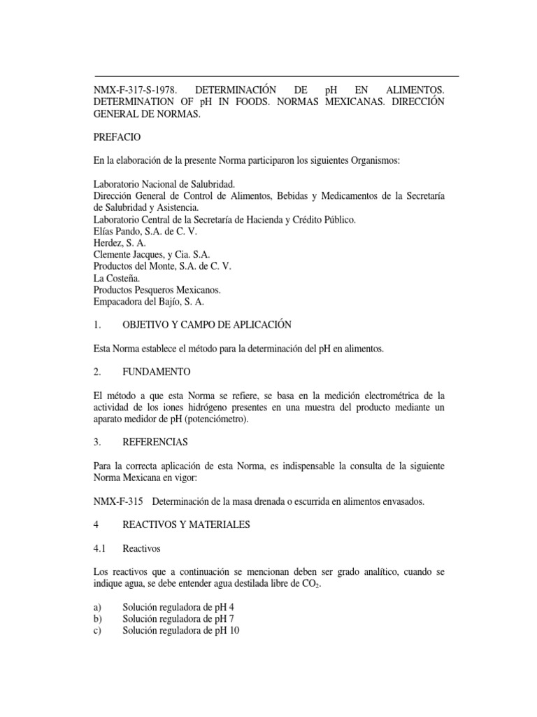 Determinación del pH en alimentos: Método, procedimiento y requisitos de la Norma Mexicana NMX-F ...