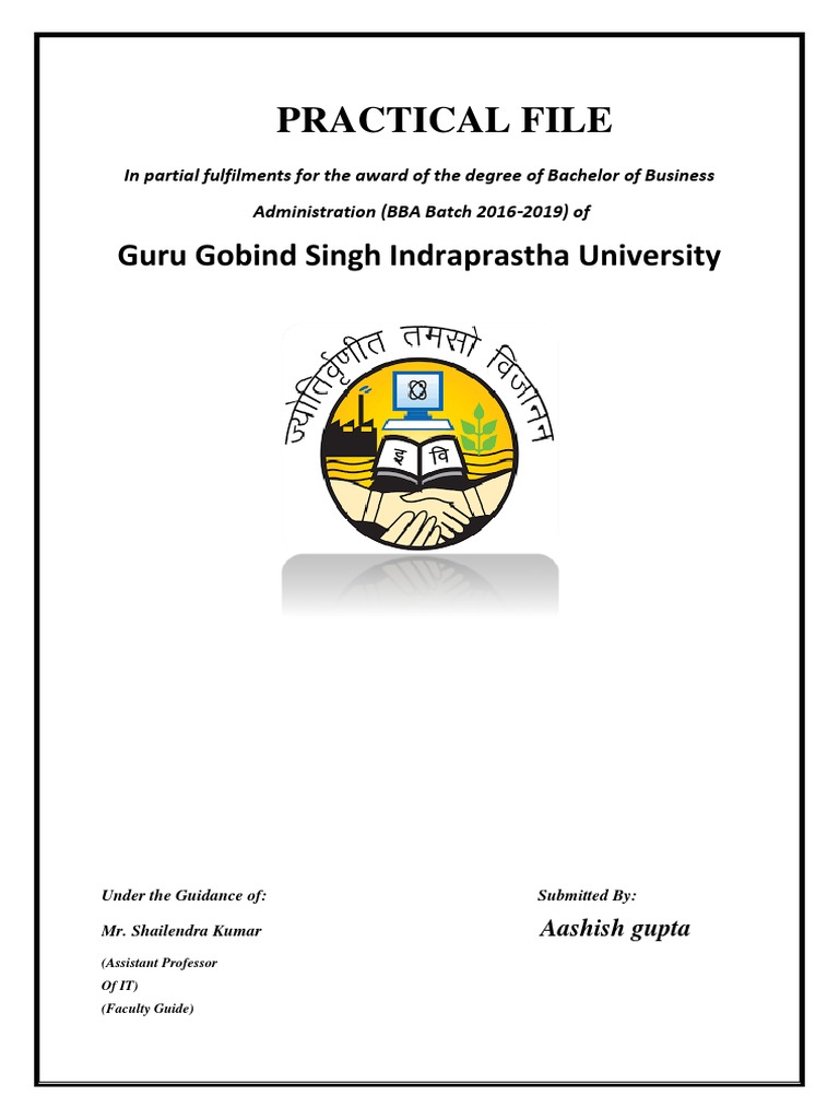 Practical File: Guru Gobind Singh Indraprastha University | PDF | Microsoft Access | Databases