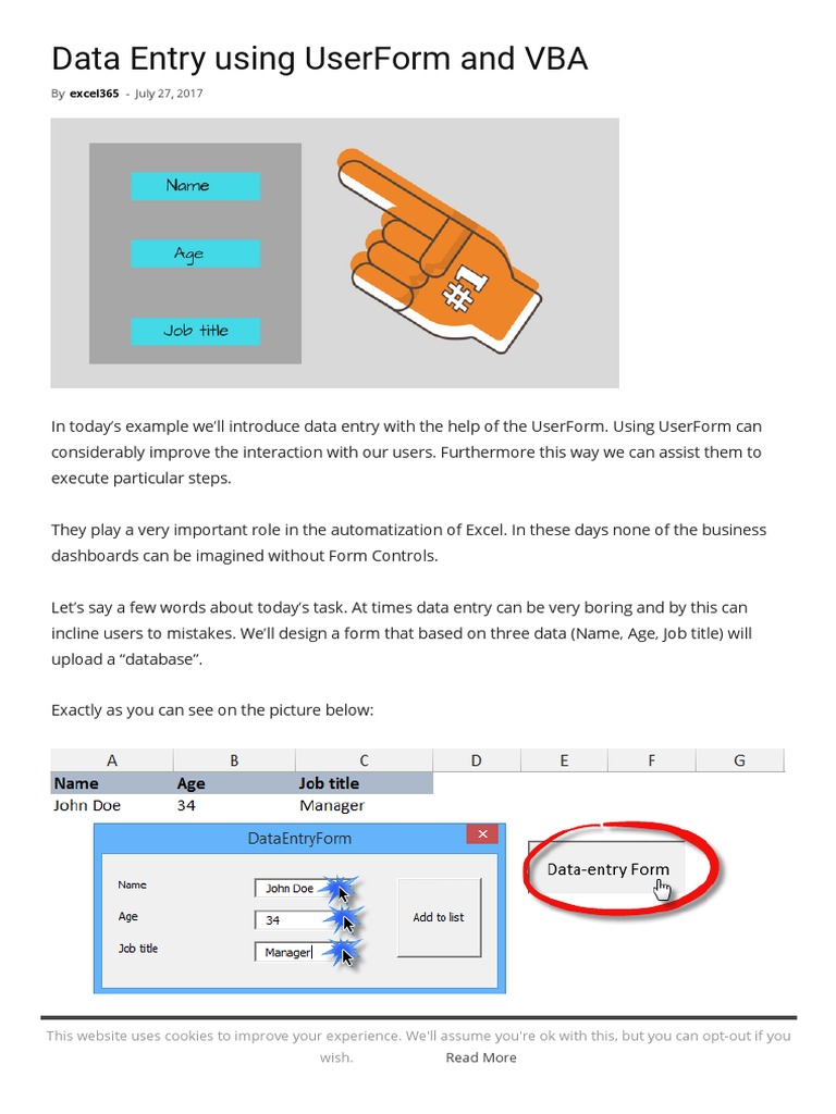 Data Entry Using UserForm - Excel VBA Form Controls | PDF | Microsoft ...
