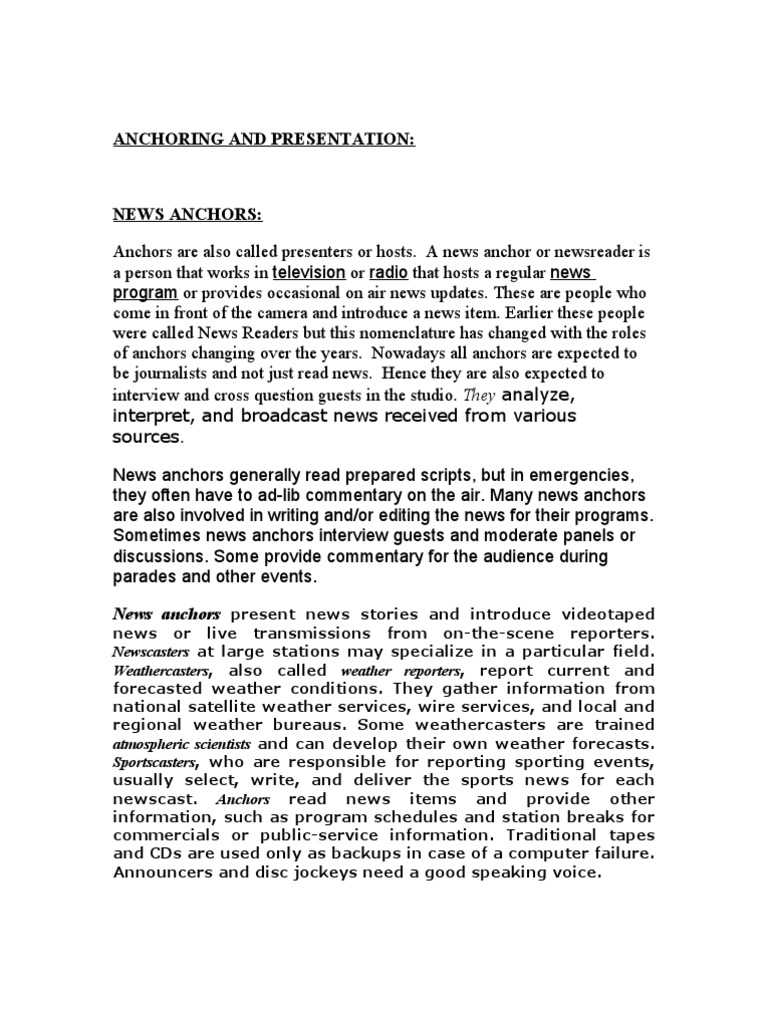 News Anchors | PDF | Computer Monitor | News Broadcasting