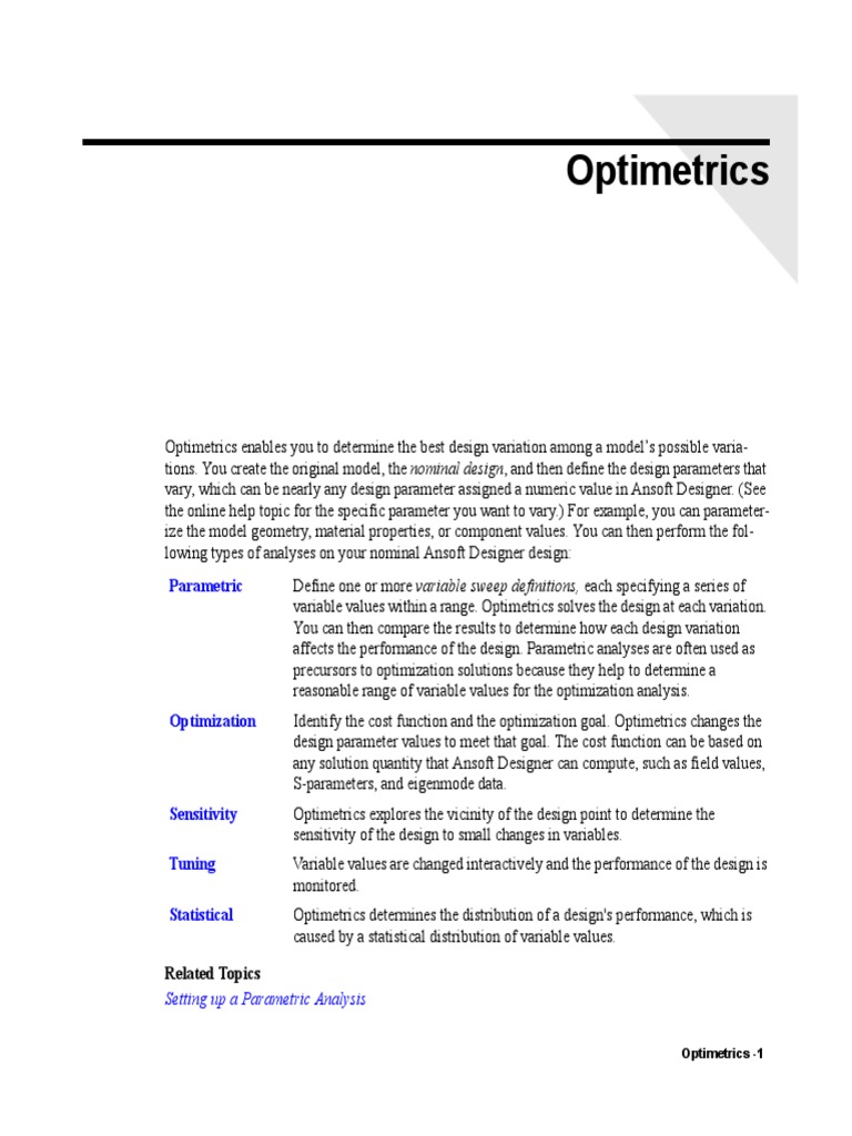 Optimetrics: Parametric | PDF | Sensitivity Analysis | Mathematical Optimization