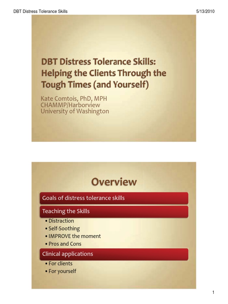DBT Distress Tolerance Skills PDF | PDF | Dialectical Behavior Therapy ...