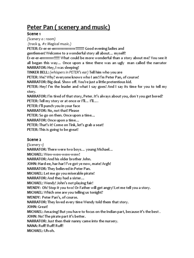 Adaptación Obra Peter Pan | PDF | Lost Boys (Peter Pan) | Neverland