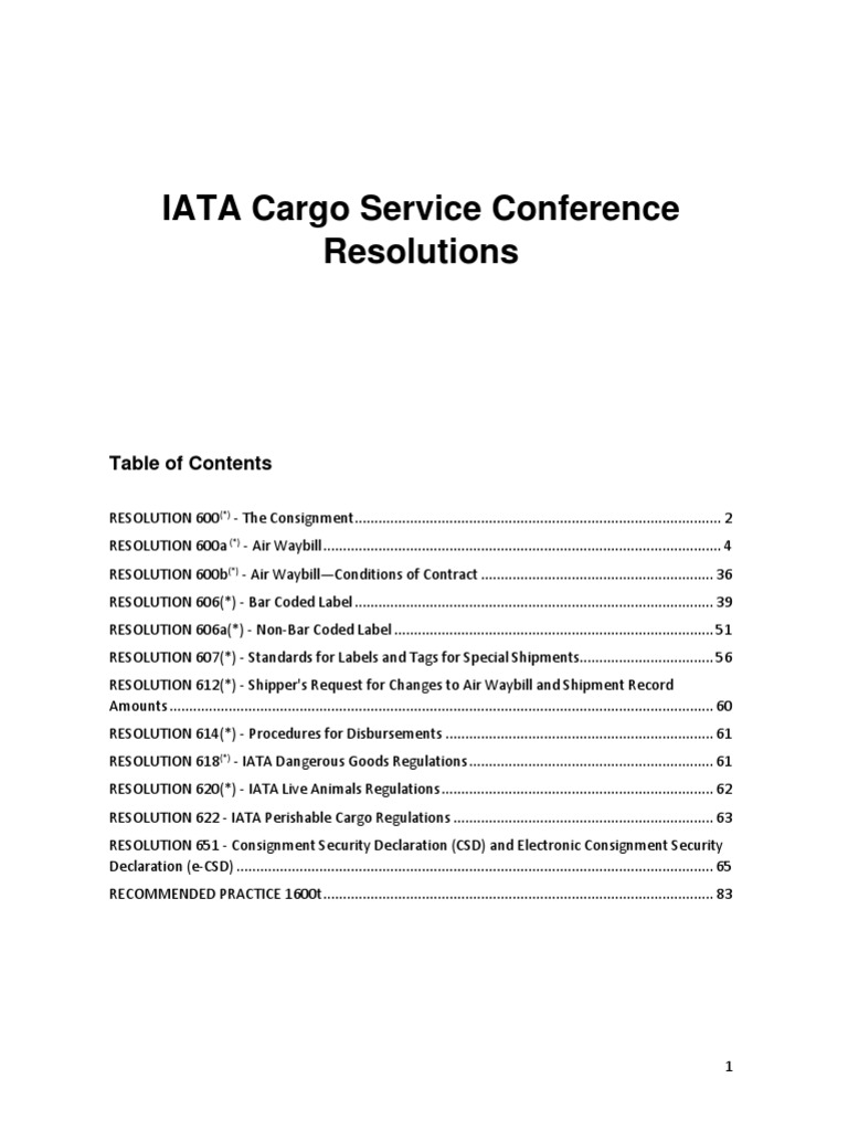 IATA Cargo Resolutions Guide | PDF | Business