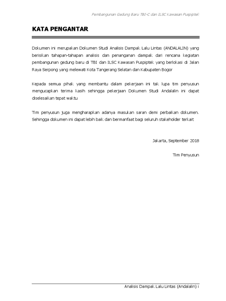 Analisis Dampak Lalu Lintas (Andalalin) Gedung Baru TBI C Dan ILSC ...