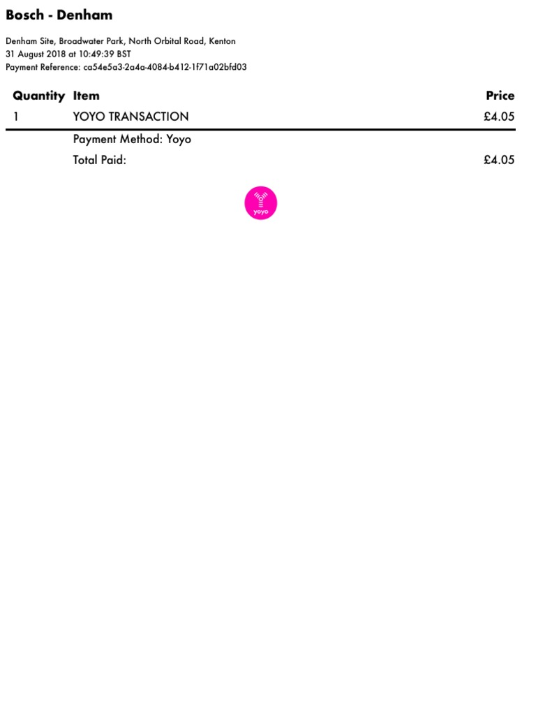 Bosch Denham Site Payment Receipt Aug 2018 | PDF